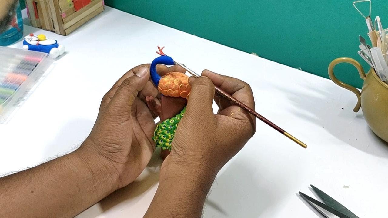 DIY Clay Peacock making | Clay Animal : Peacock | Easy clay art peacock ...
