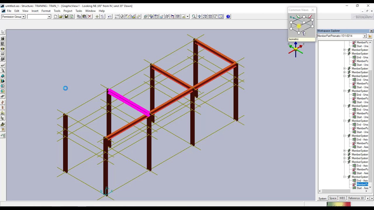 SP3D TRAINING TUTORIALS || STRUCTURE || PLACE BEAM SUB BEAM BRACING || PART-4 - YouTube