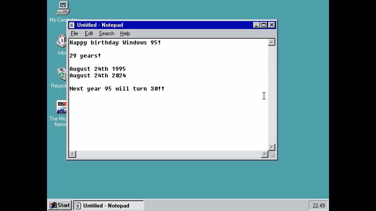 29th anniversary of Windows 95 - YouTube