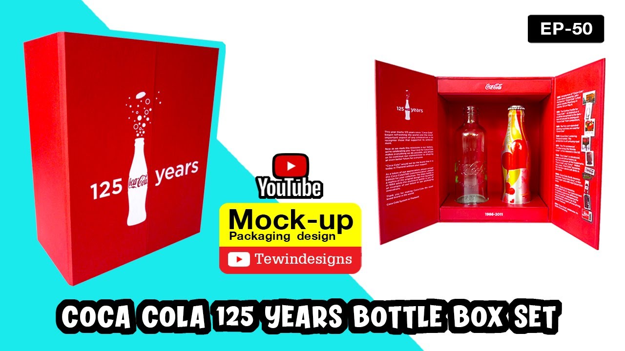 Mock-up Coca Cola 125 years Bottle Box Set | EP.50 | Tewindesigns ...