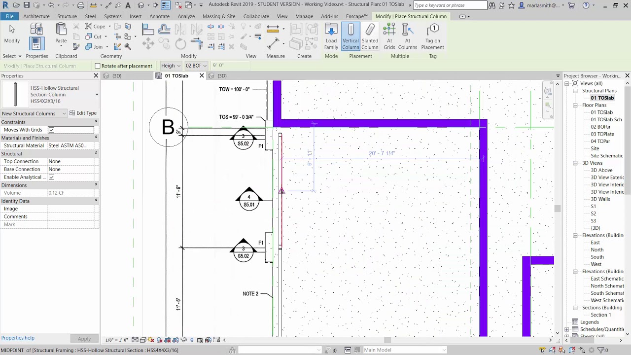 12 PHSD Revit Steel Columns 2 - YouTube