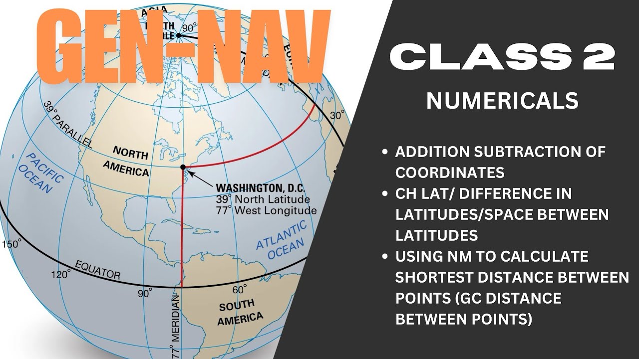 CPL/ATPL General Navigation CLASS 2: NUMERICALS ON GREAT CIRCLE DISTANCE CALCULATIONS. - YouTube