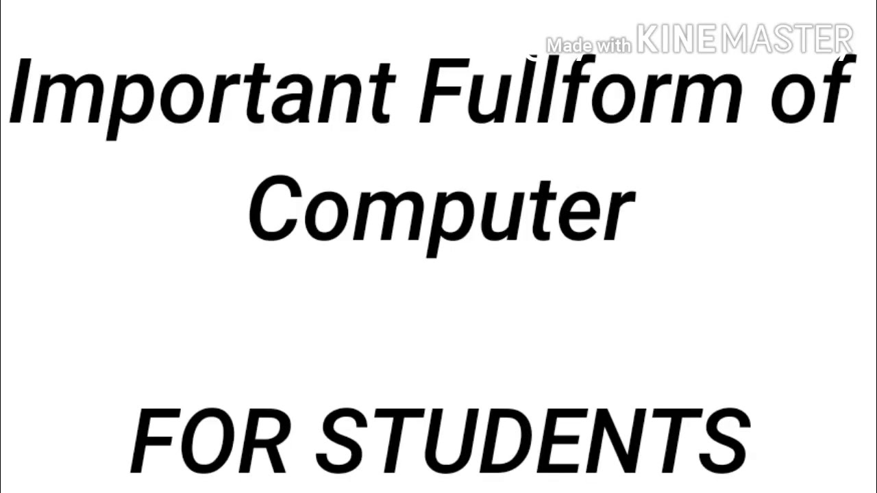 Important computer Fullform.for students.(Part1) - YouTube