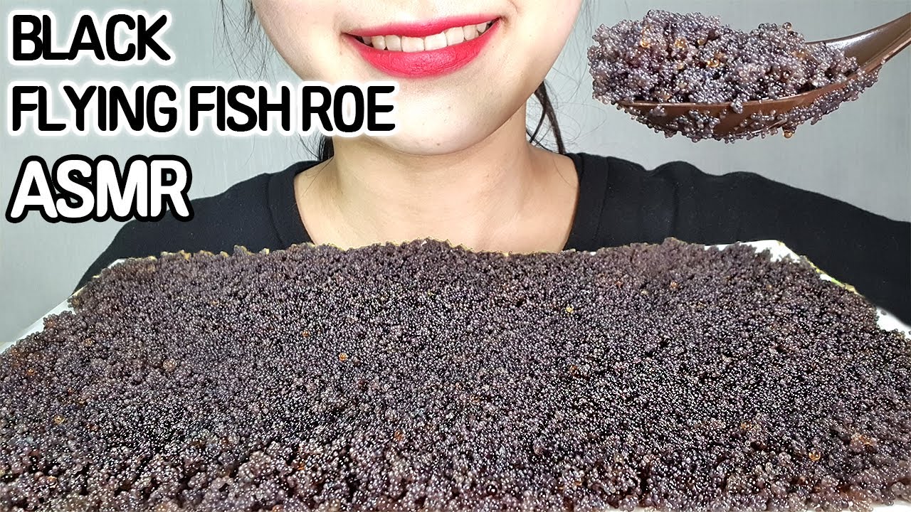 ASMR BLACK FLYING FISH ROE 검정날치알 리얼사운드 먹방 노토킹 이팅사운드 | *NoTalking MUKPPO ...