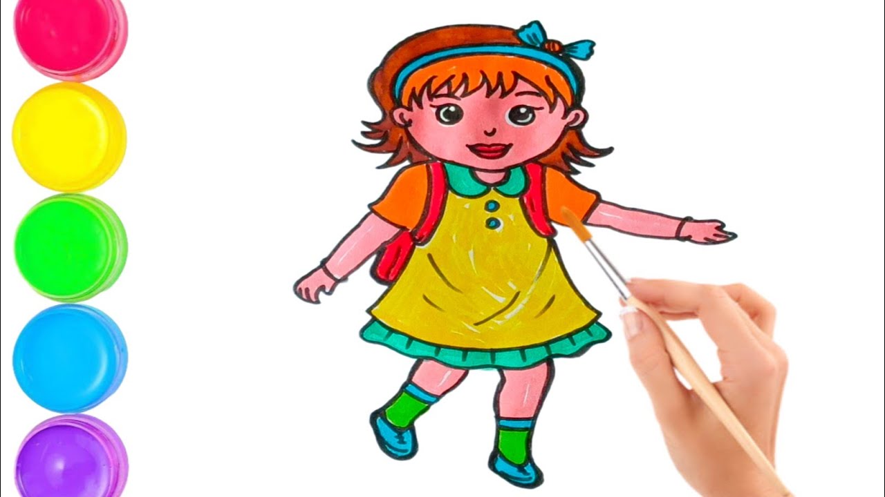 How to draw a Cute Girl Easy || Little Girl Drawing and Painting 🌈 for ...