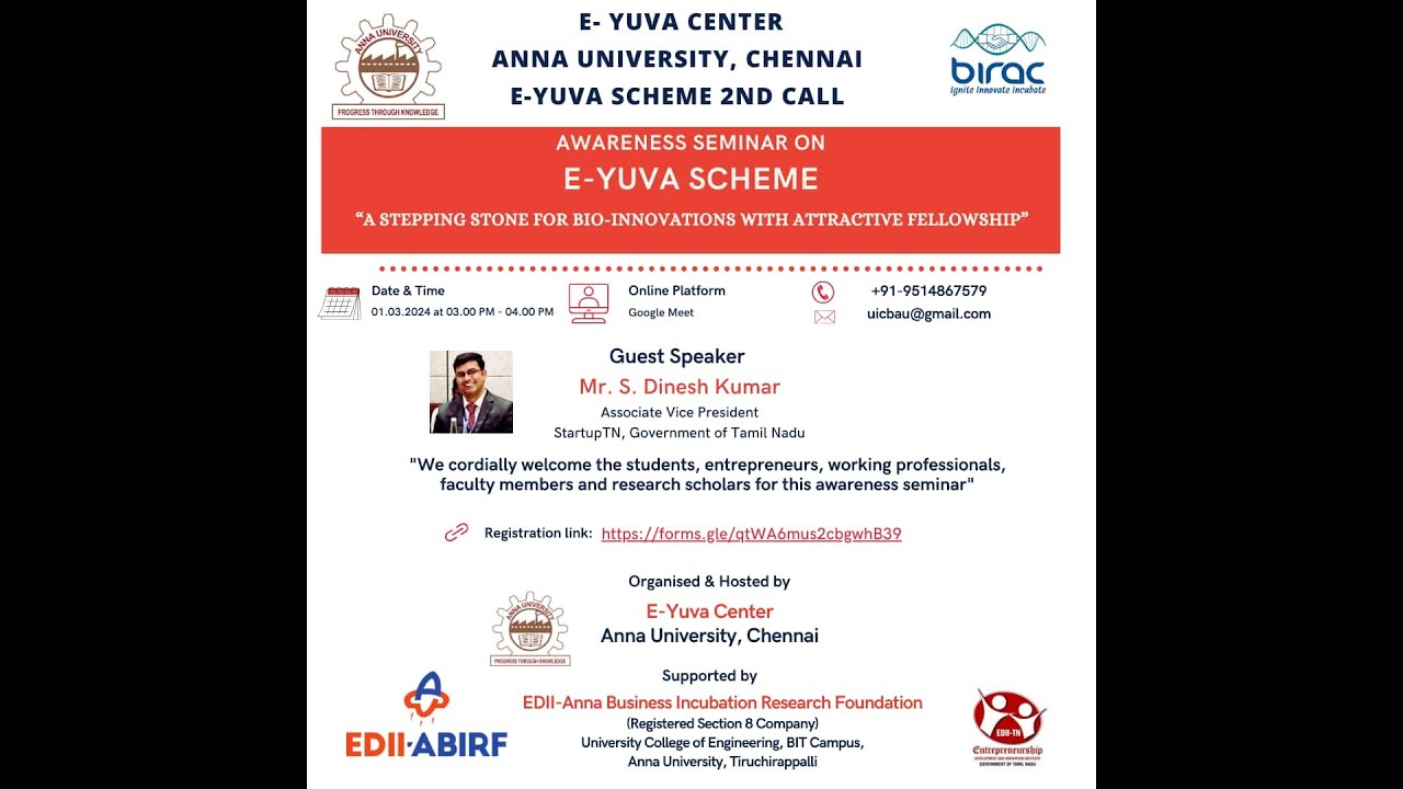E-YUVA Scheme - A Stepping Stone for Bio-Innovations with Attractive ...