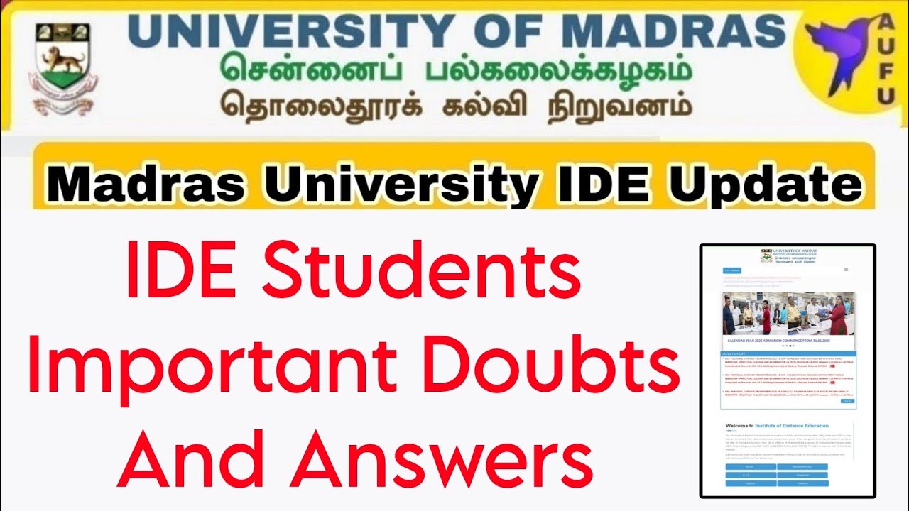 Madras University IDE Students Doubts And Answers About Results,Fees ...