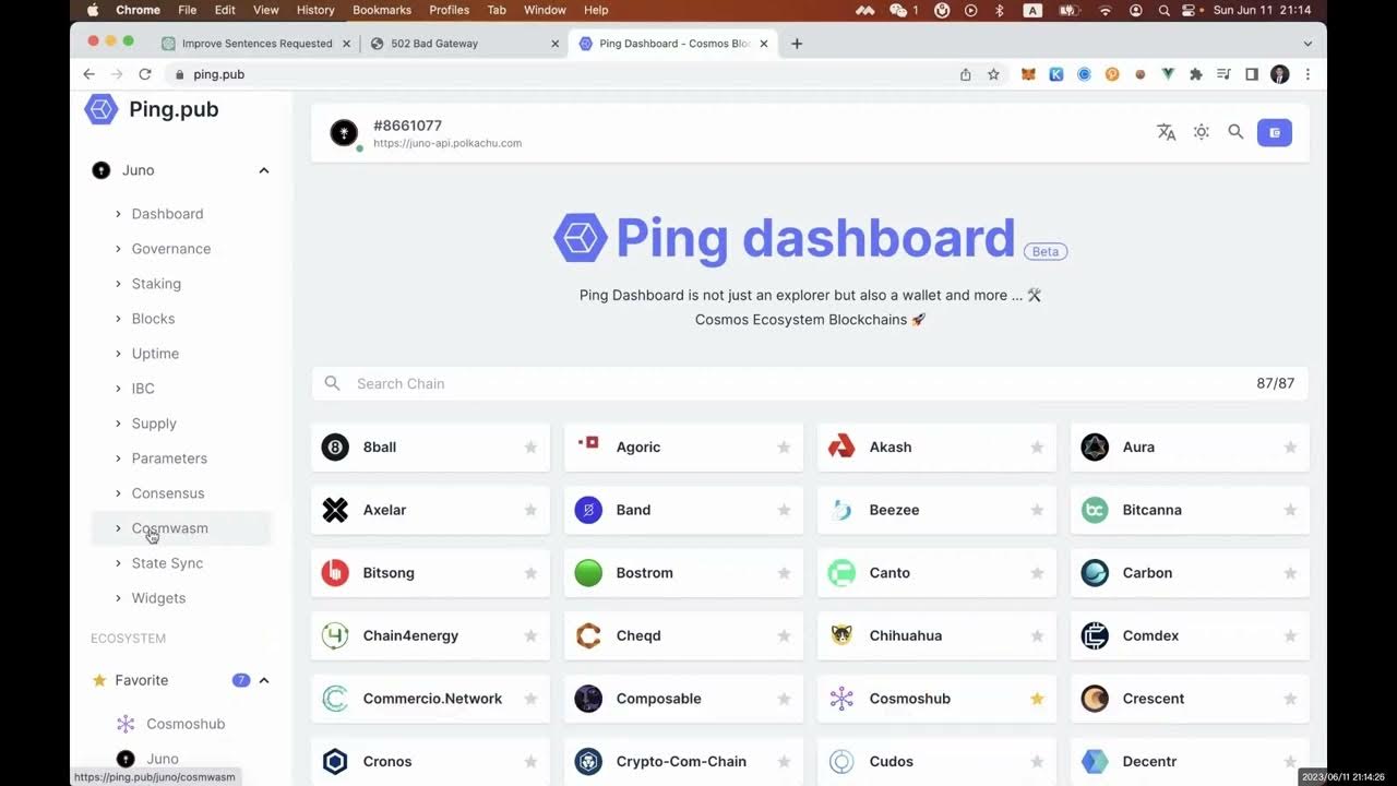 Ping Dashboard Wasm Smart Contract interface - YouTube