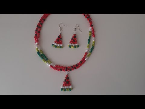 Karpuz kolye yapımı (watermelon necklace) #diy #karpuz #watermelon