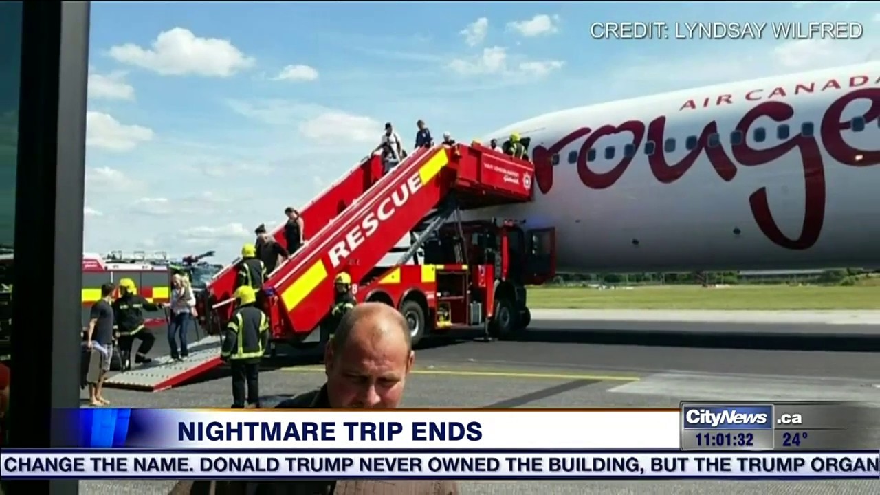 Passengers describe ordeal after burst tire on Air Canada plane - YouTube