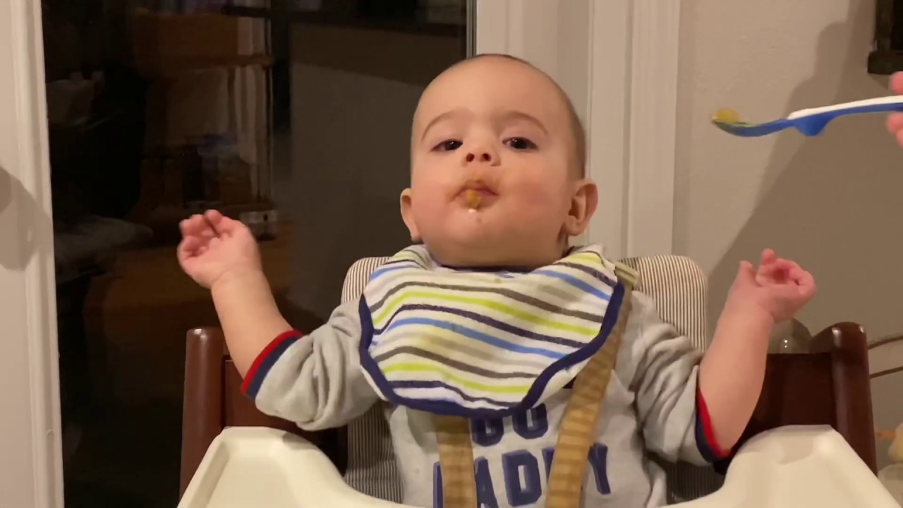 Baby Eating Bacon For 1st Time - YouTube