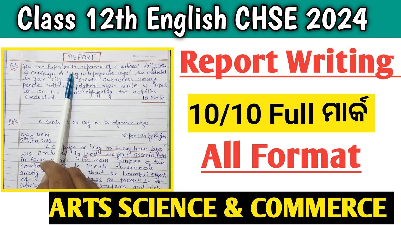 Report Writing English Class 12th||Chse English Exam 2024 Important ...