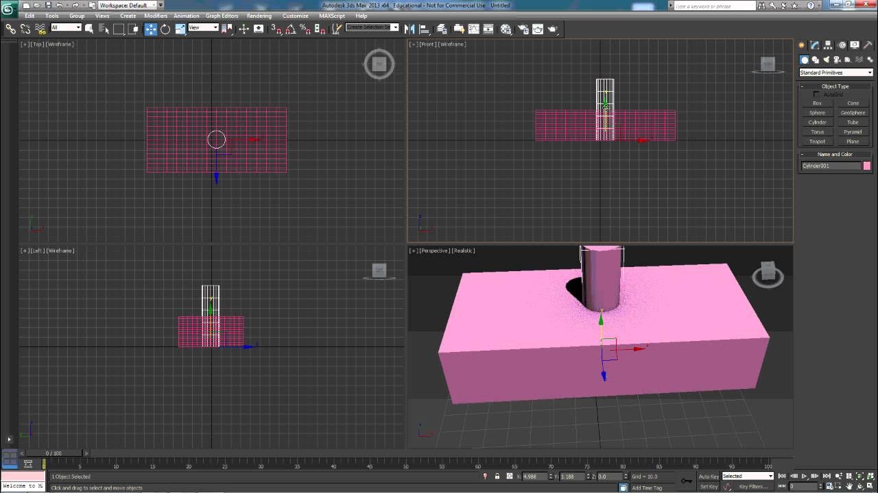 3Ds Max Cutting Holes In Objects Using Boolean - YouTube