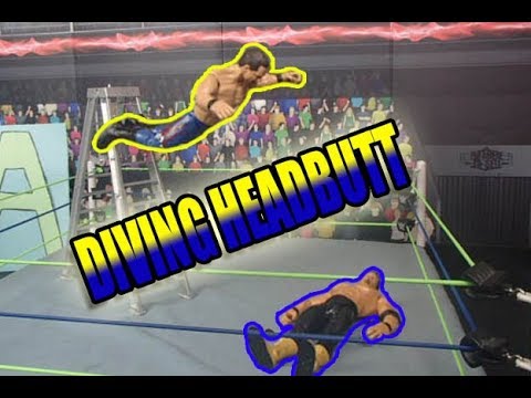CHRIS BENOIT HITS A DIVING HEADBUTT OFF A LADDER! (WWE Figure Stop ...