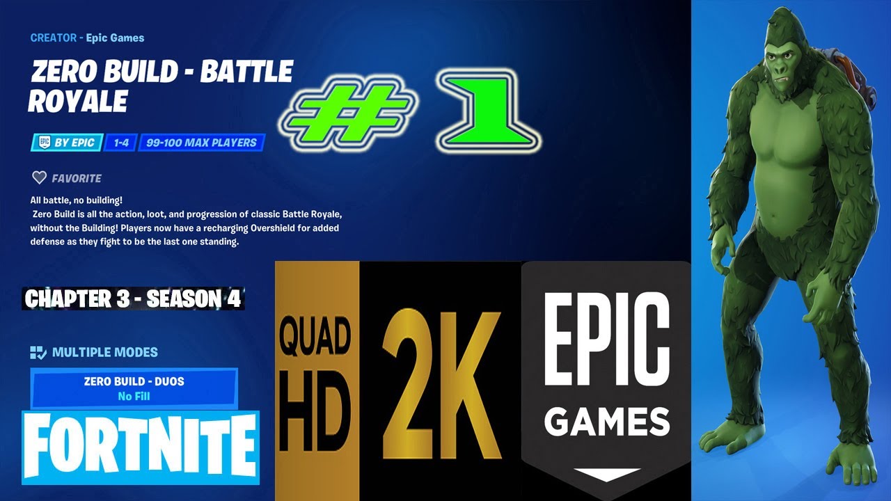FortNitE (2K) ZERO BUILD - DUOS #1 Chapter 3 Season 4 - YouTube