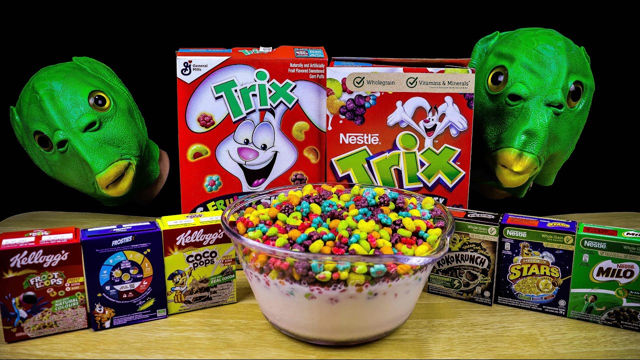 ASMR MUKBANG TRIX CEREAL, HONEY STARS, MILO CEREAL, KOKO KRUNCH ...