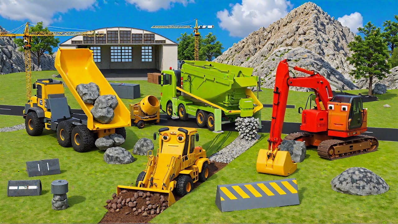 🏗️ Powerful Machines in Action! Excavator & Bulldozer Build a New Road ...