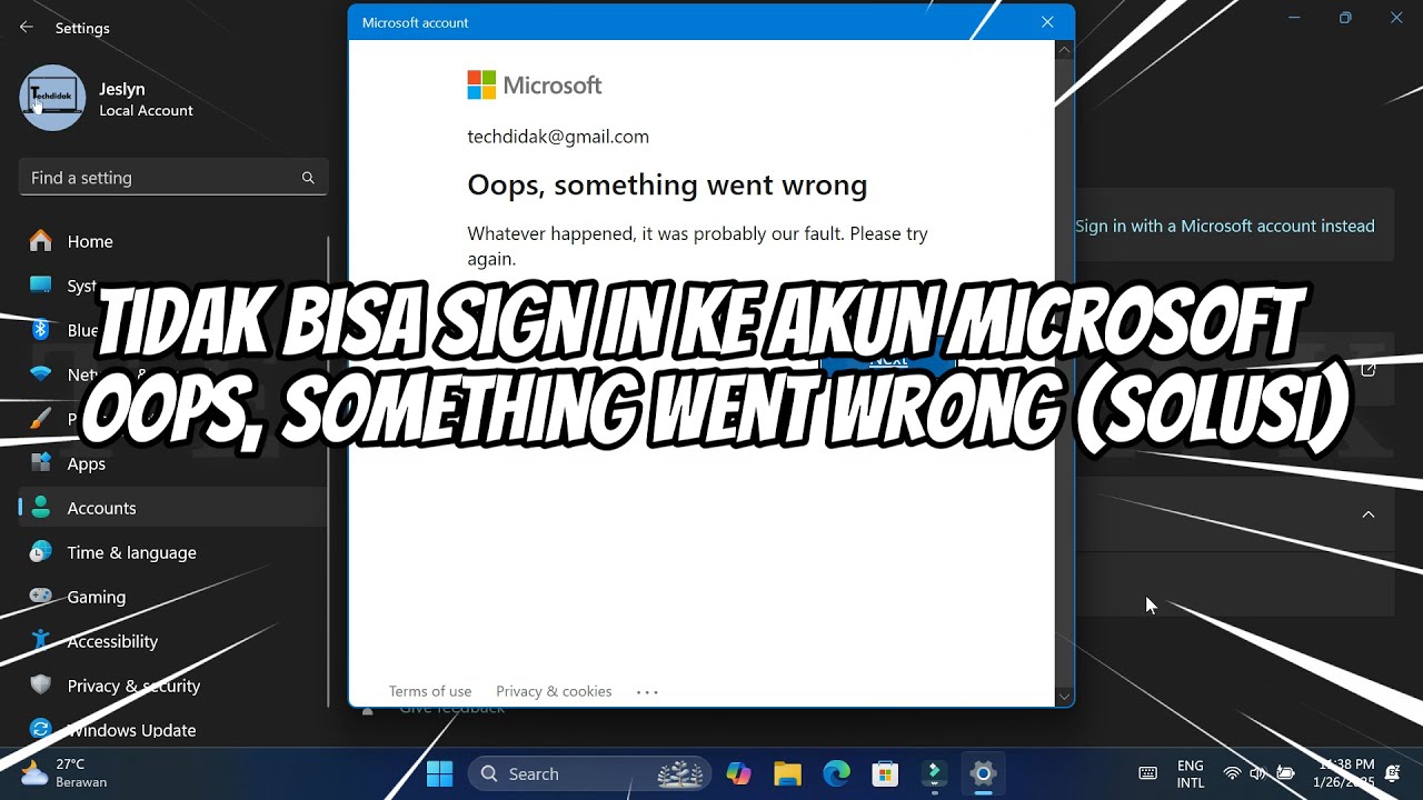 Tidak Bisa Sign In ke Akun Microsoft Oops, Something Went Wrong (SOLUSI ...