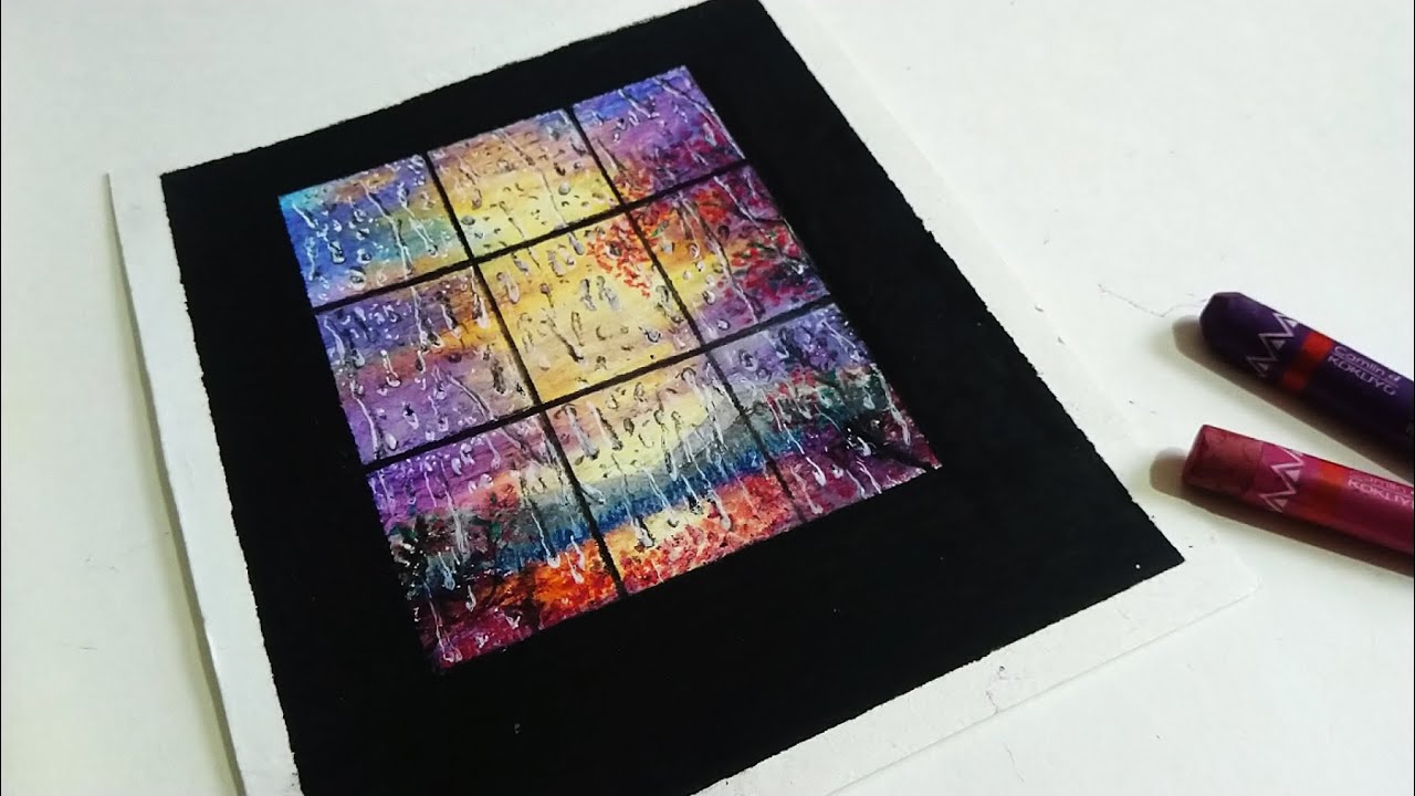 Monsoon through the window | using oil pastels #18 - YouTube