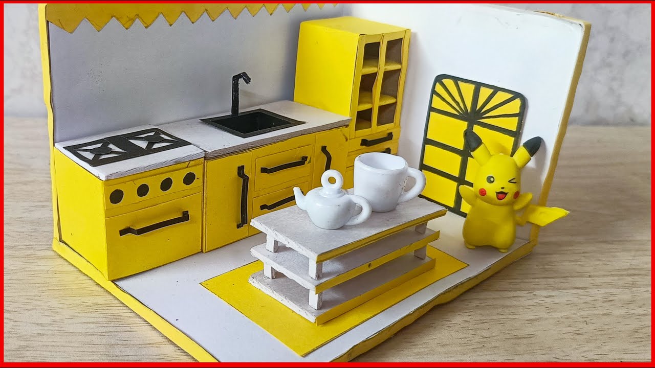 DIY | Pikachu Miniature Kitchen Making | Pikachu Kitchen Room | - YouTube