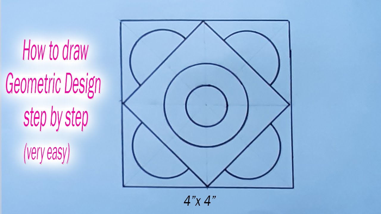 How to draw geometric design step by step (very easy) || 4"x4" Design ...