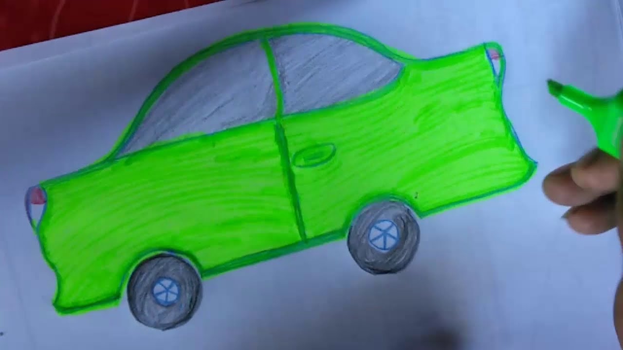 draw green car with highlight color | drawing picture color pen # 27 ...