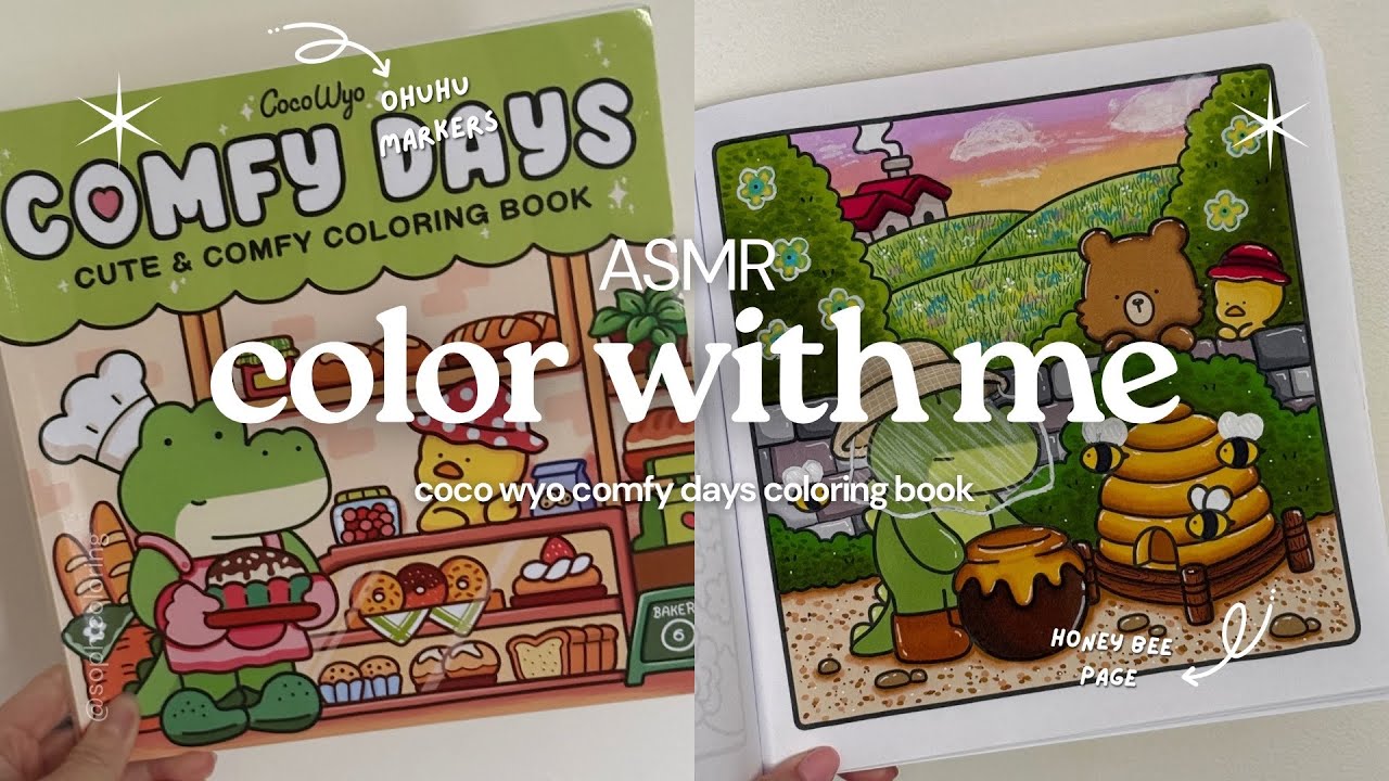 color with me (ASMR) 🐝🍯 Coco Wyo 'Comfy Days' using Ohuhu markers ...