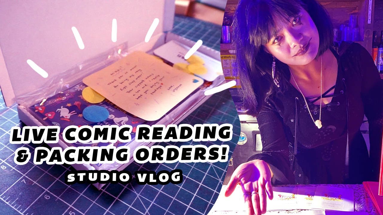 studio vlog | 🎤My first live comic reading, orders, and Halloween!🍬🎃 ...