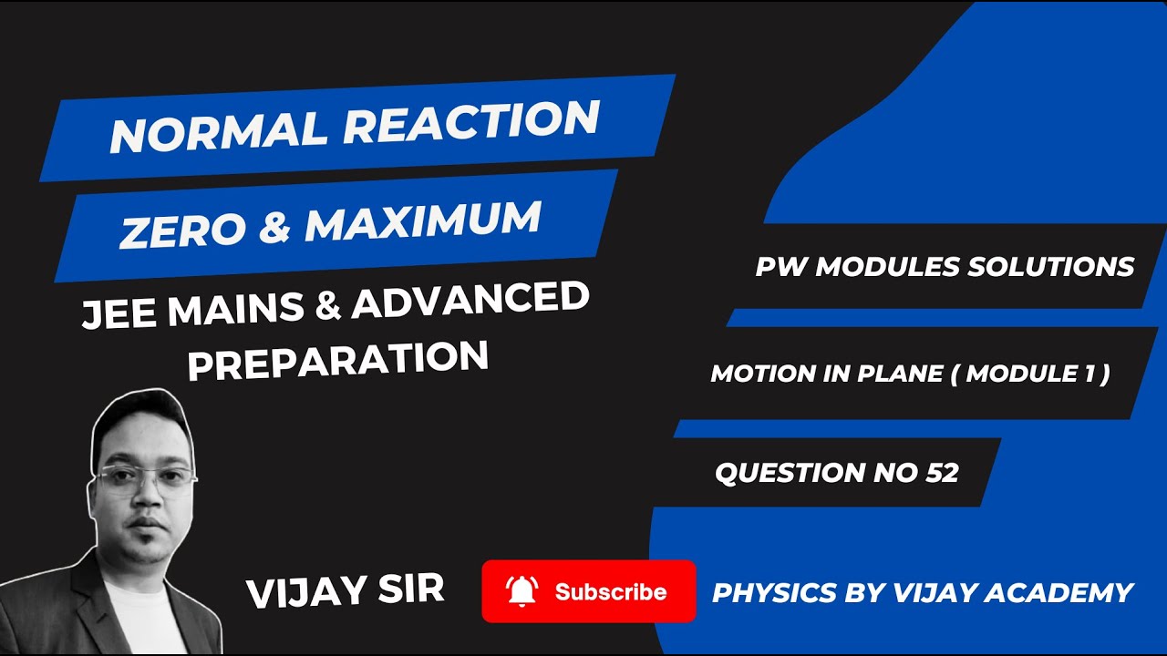 Normal Reaction - Zero & Maximum | PW Module Solution| JEE Preparation ...
