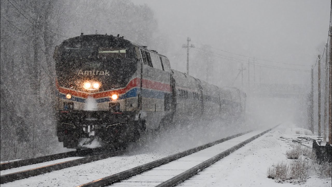 Amtrak & MBTA Trains In The Snow @ Cross Road! - 1/17/26 - YouTube