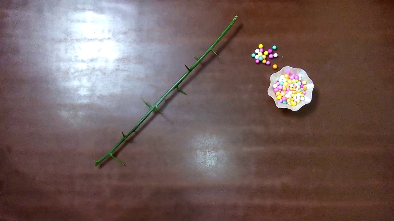 DIY Easy decorative art (with thermocol balls & thorns stick) - YouTube