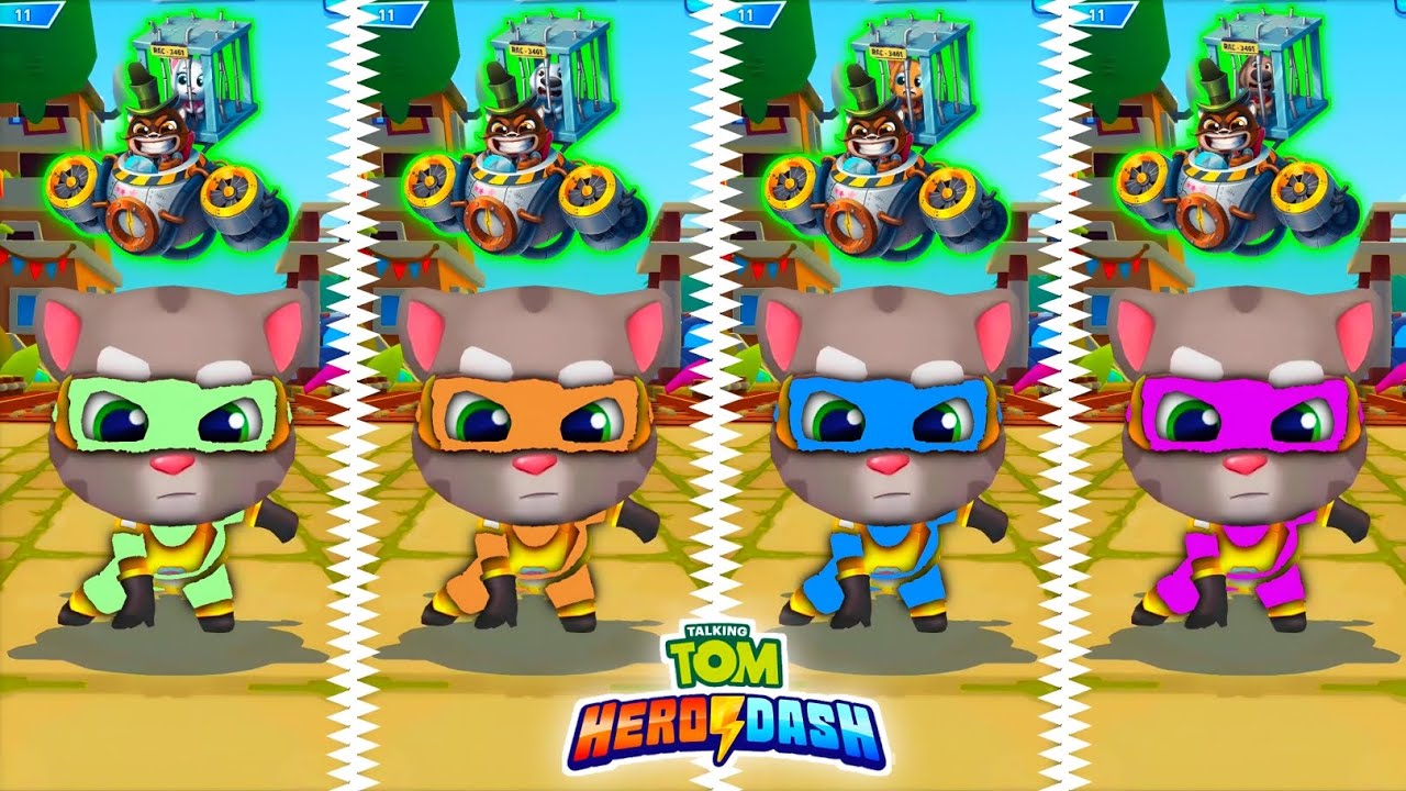 Talking Tom Hero Dash : New Colour Suit 4 Super Hero Tom & Fights To 4 ...