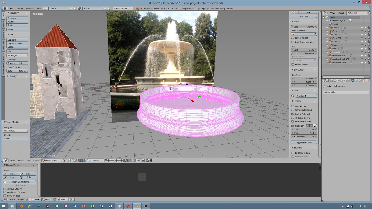 Blender 2.79b - modeling fountain -tutorial EN 2018 - YouTube
