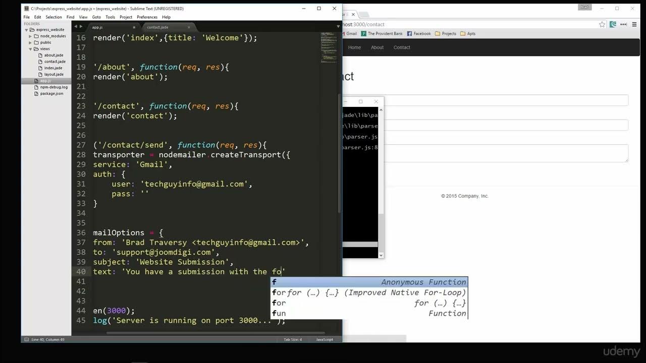 Lesson 10 Nodemailer Contact Form - YouTube