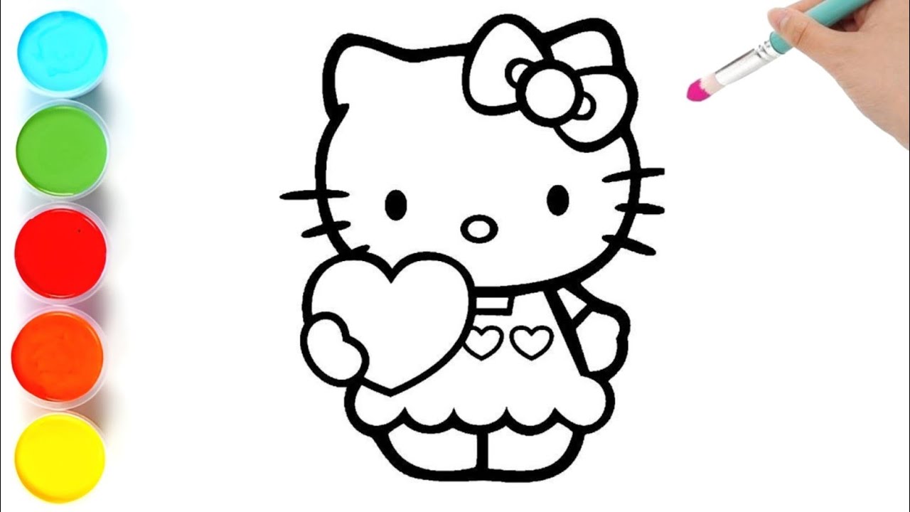 How to draw a hello kitty with heart step by step || hello kitty ...