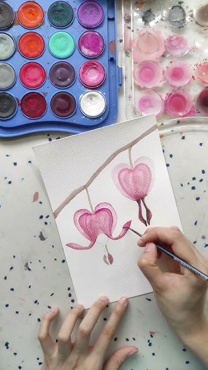 Bleeding heart flowers watercolor art #shorts #art #watercolorart # ...