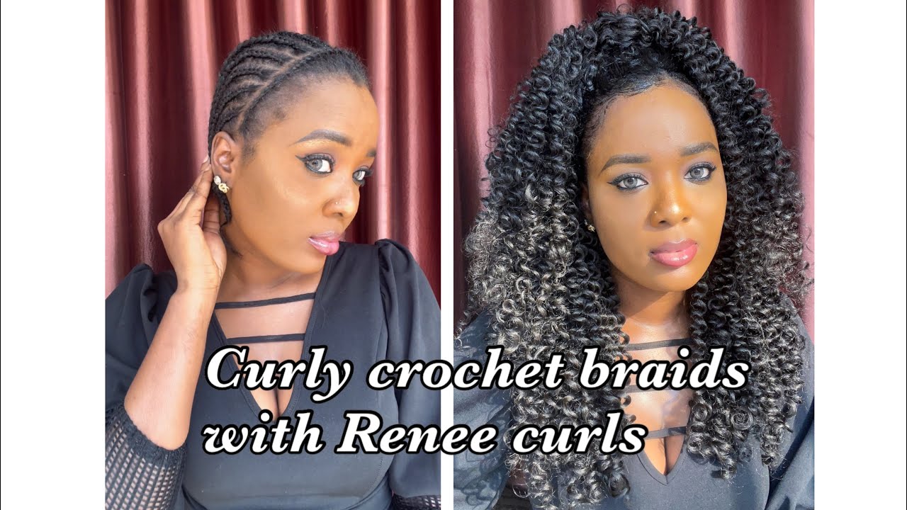 How to install Curly crochet braids with hair leave out | Renee curls ...