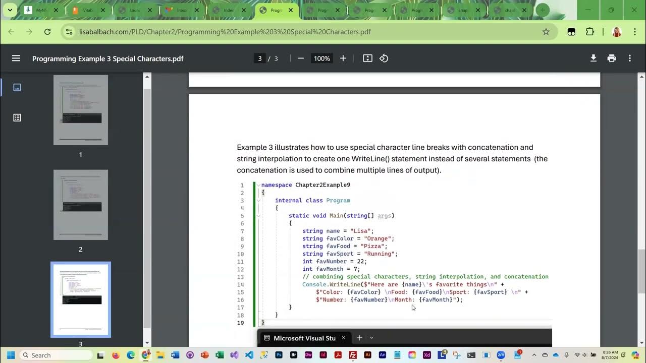 Chapter 2 coding special characters - YouTube