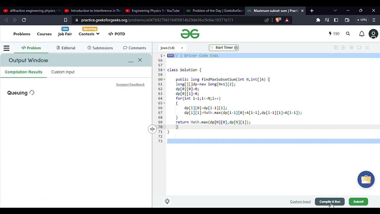 Maximum Subset Sum Gfg Problem Of The Day 14 May 2023 Java Youtube