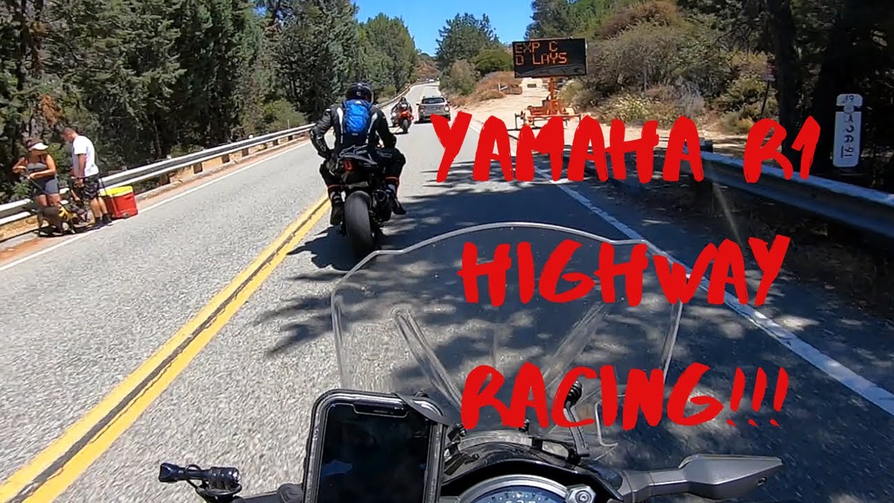 Highway racing Yamaha R1 vs Kawasaki Z900 vs GSXR1000 and Yamaha R6 ...