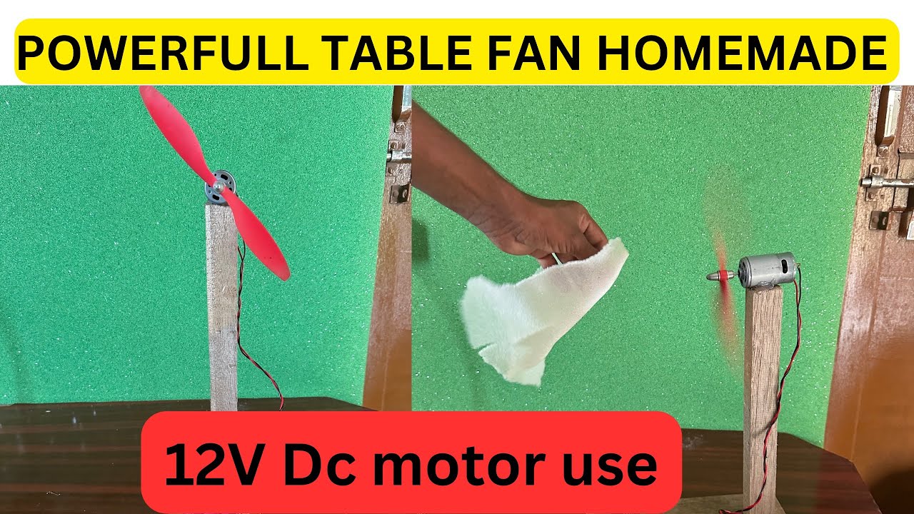 Powerfull table fan with 12v Dc motor || Highspeed fan homemade - YouTube