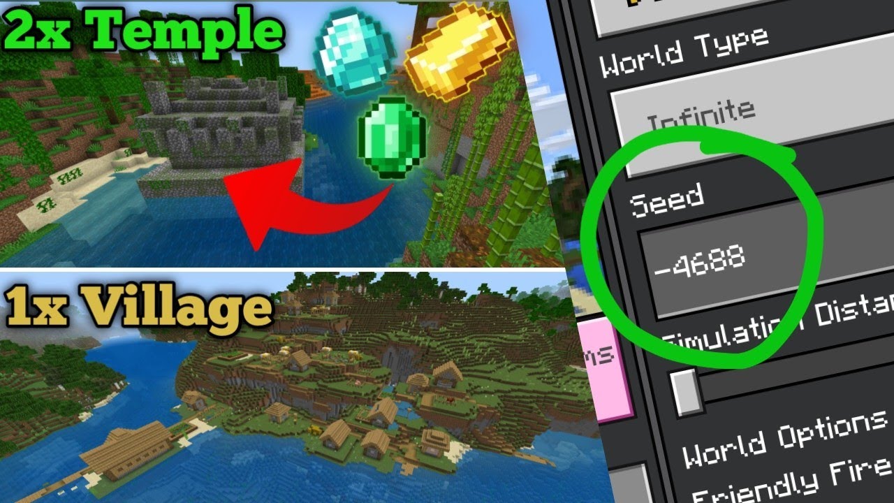 Minecraft Jungle Temple And Huge Village Seed - YouTube