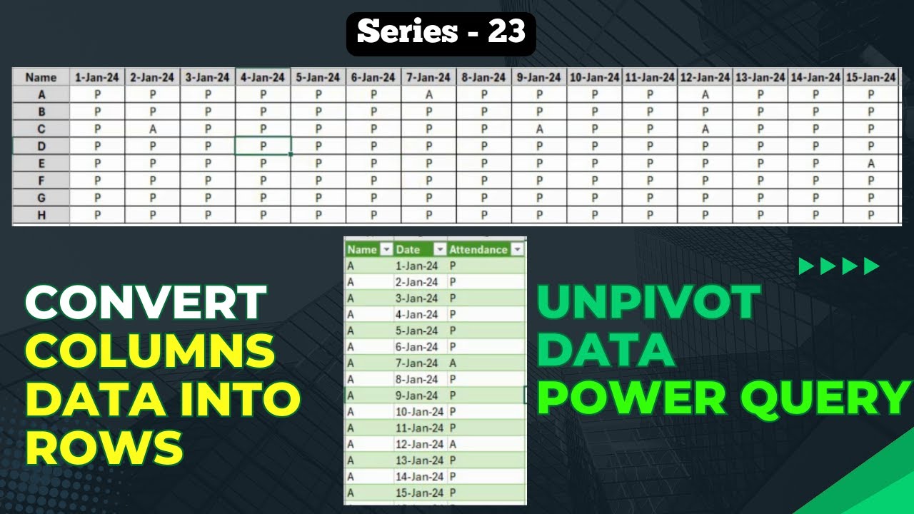 Series - 23 | How to SWITCH COLUMNS DATA into ROWS by using Unpivot ...