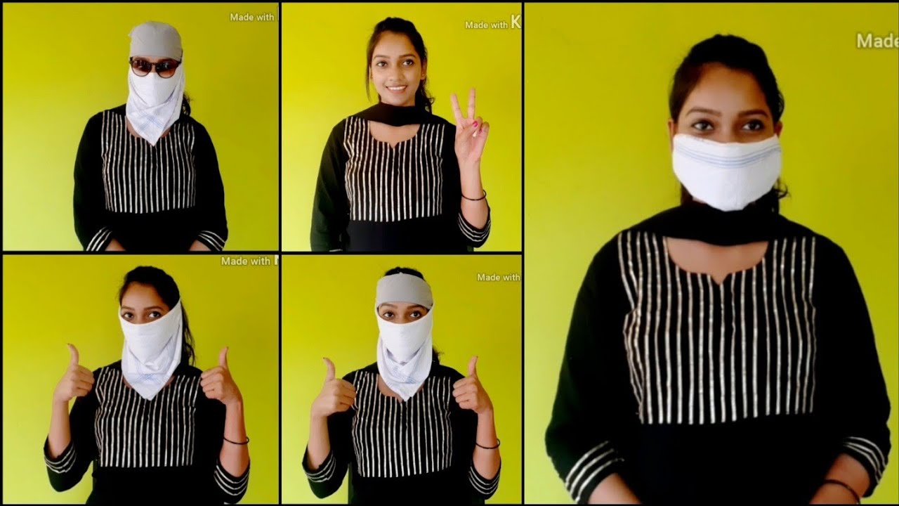 4 DIFFERENT WAYS TO COVER FACE IN 1 Minute/ HANKEY FACE MASK/ चेहरे को ...