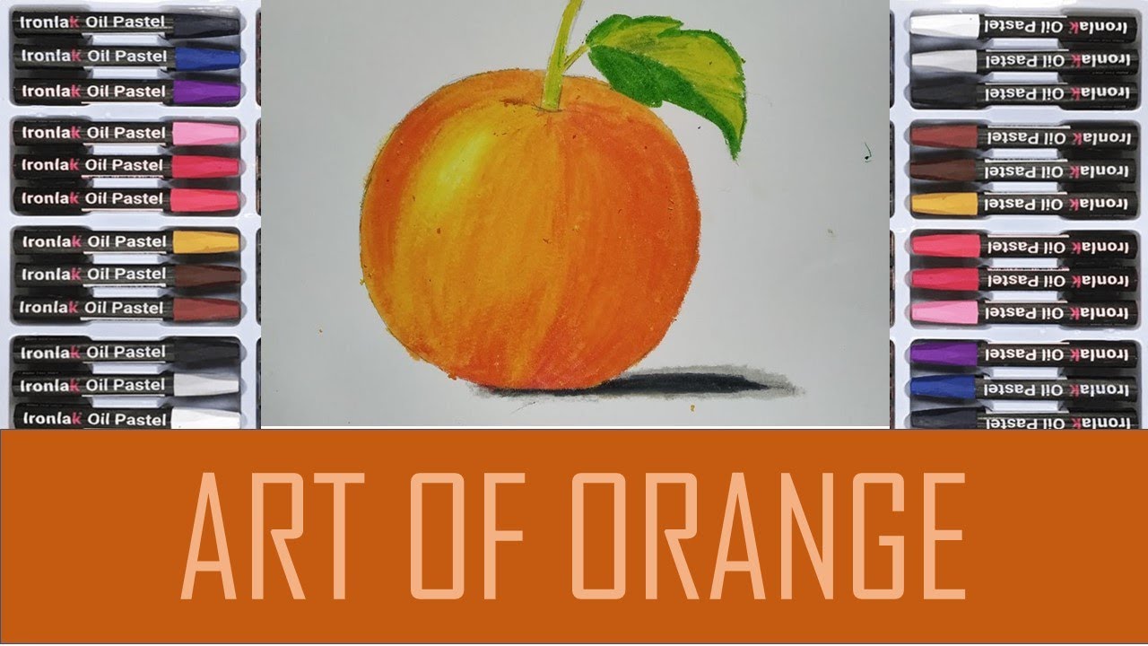 How to draw orange || Easy orange drawing || Oil pastel orange drawing ...