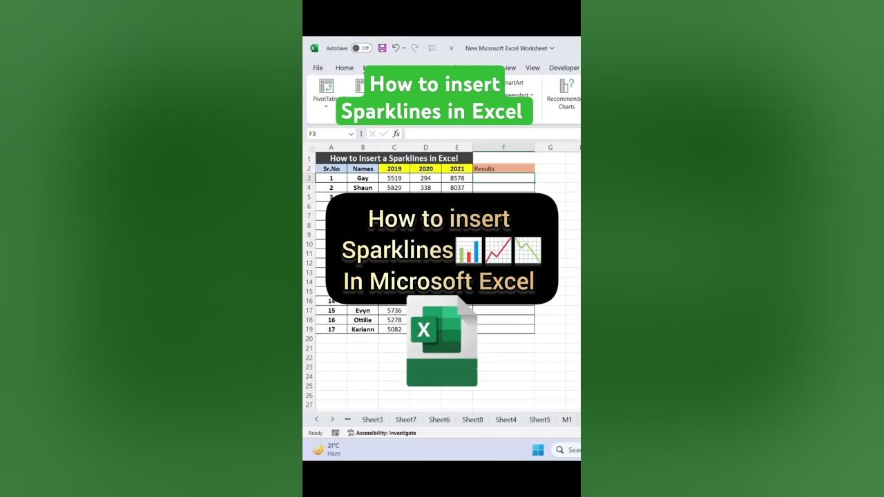 How to insert sparklines in Microsoft Excel #Excelshorts #Exceltricks #Exceltips #Excelvideos ...