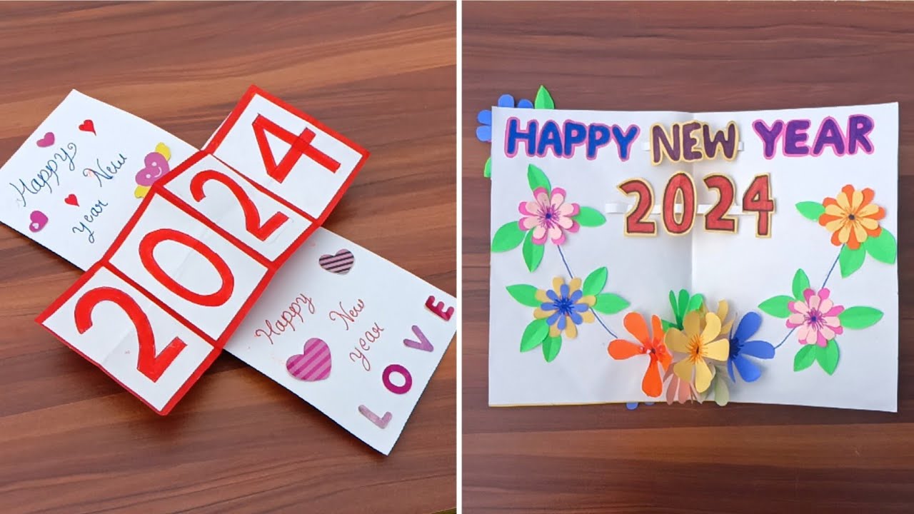 Diy New Year Gritting Card Craft Ideas For 2024 | Simple And Easy Paper ...