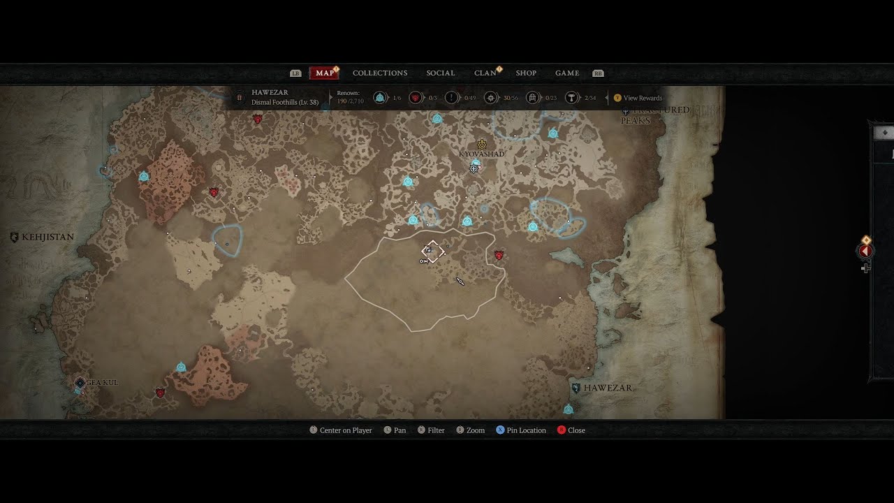 Exploring the Diablo 4 world map on foot. Southern half map perimeter ...