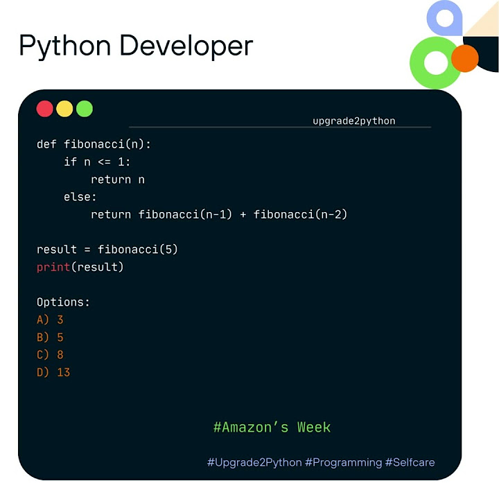 Fibonacci Amazons๐ก Interview ๐ Week ๐ง๐ปโ๐ป Mcq Mcqs Python Upgrade2python Loops