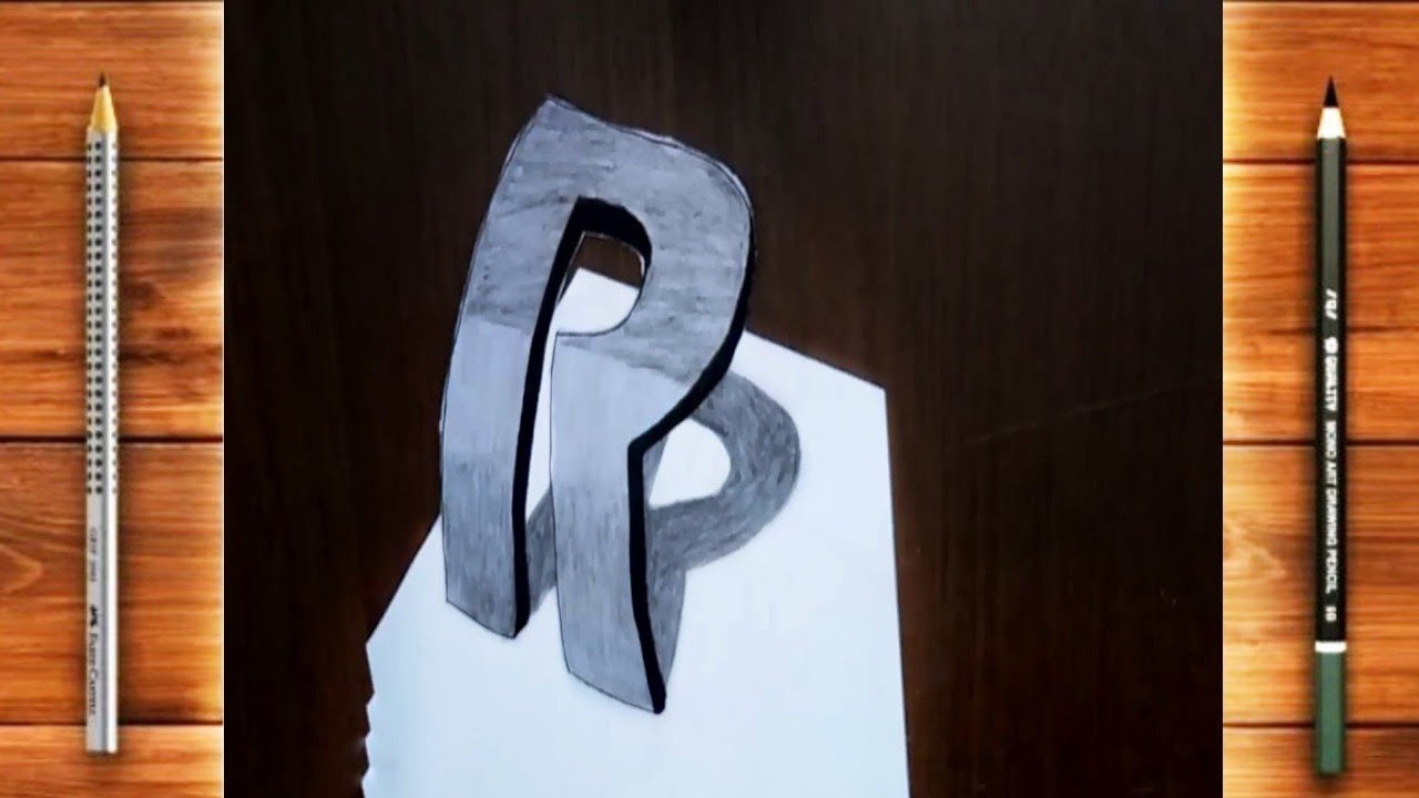 How to Draw 3D Letter - Drawing Curved Letter R - Trick Art on Paper ...